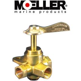MOELLER 1/4 in. FNPT Brass Three-Way Fuel Line Valve 033305-10